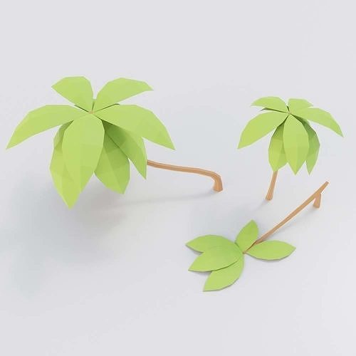3D model Beach trees lowpoly toon 3d model VR / AR / low-poly | CGTrader