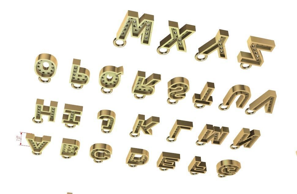 Abecedario letra Joyeria Alphabet jewelry letter 3D model 3D printable ...