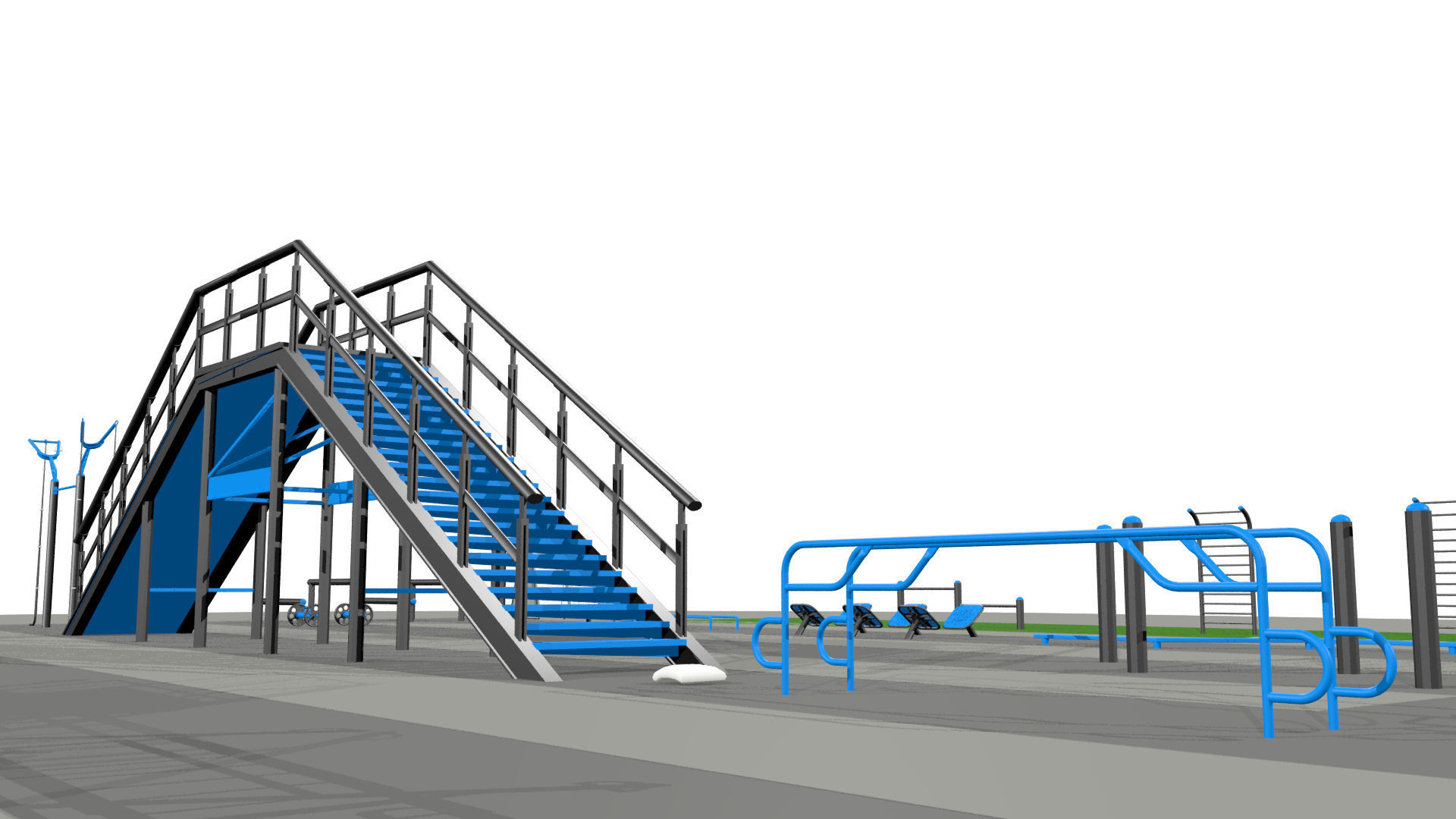 Outdoor Workout Fitness Gym Playground - 25 Plus Equipment 3D model ...