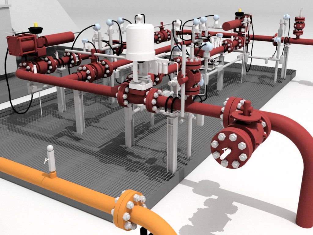 Industrial Above Ground Pipe Network 3D model | CGTrader