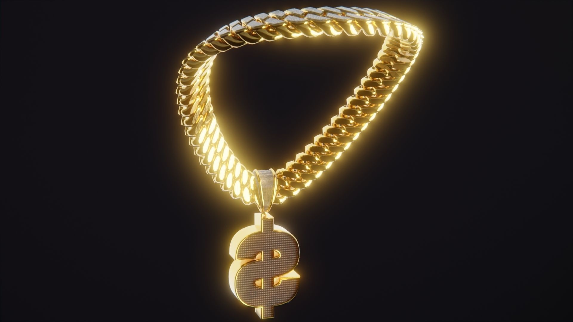 3D model Cash Symbol Diamond Chain VR / AR / low-poly | CGTrader