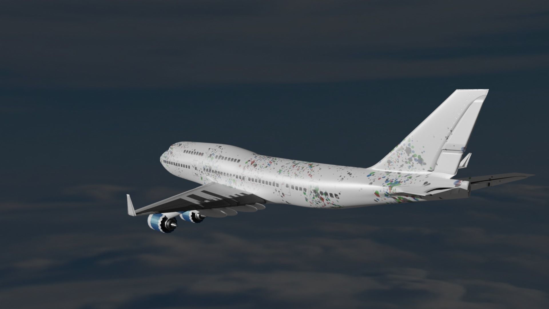 3D model 747-100 Airplane Model with flexible design textures VR / AR ...