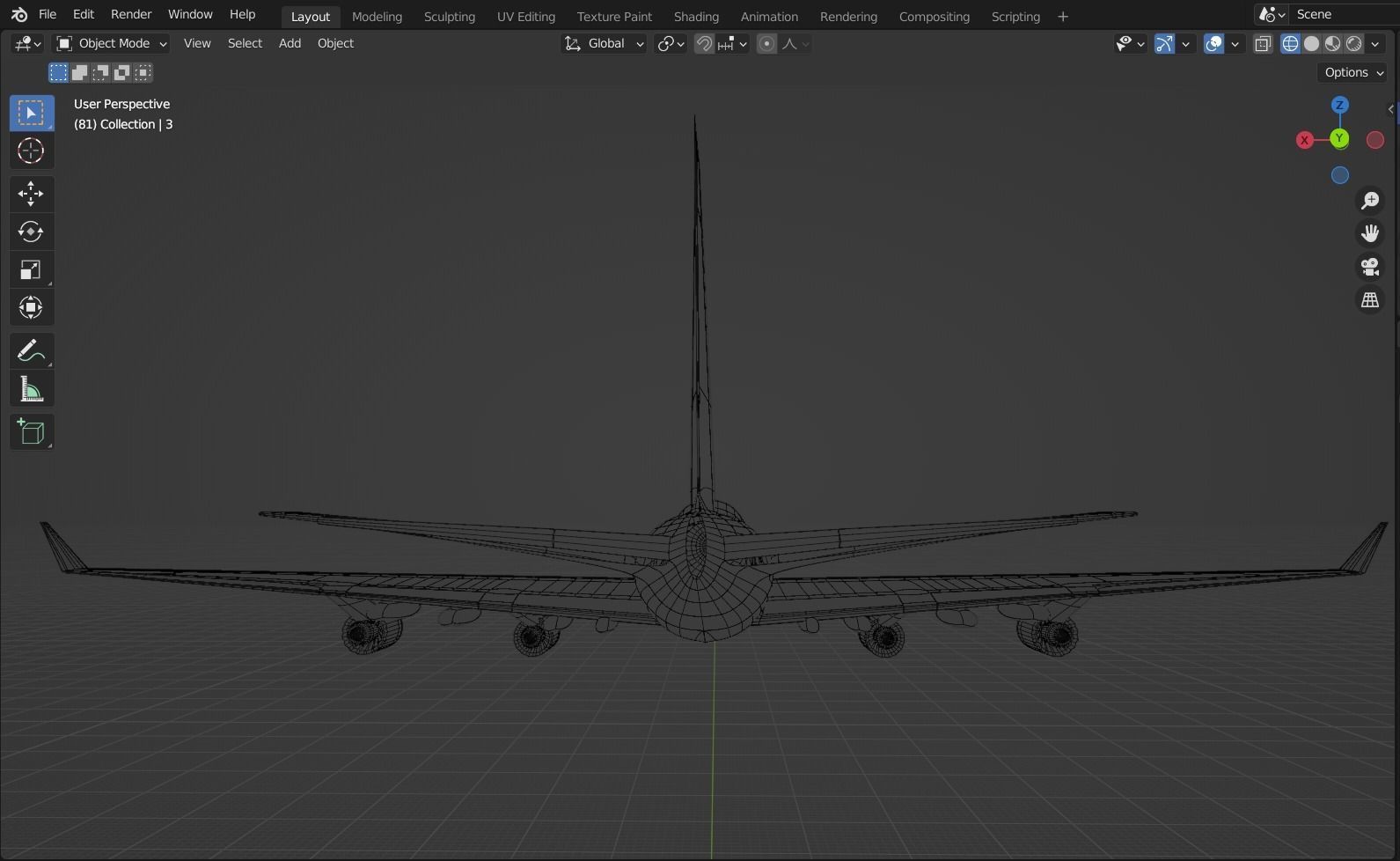 3D model 747-100 Airplane Model with flexible design textures VR / AR ...