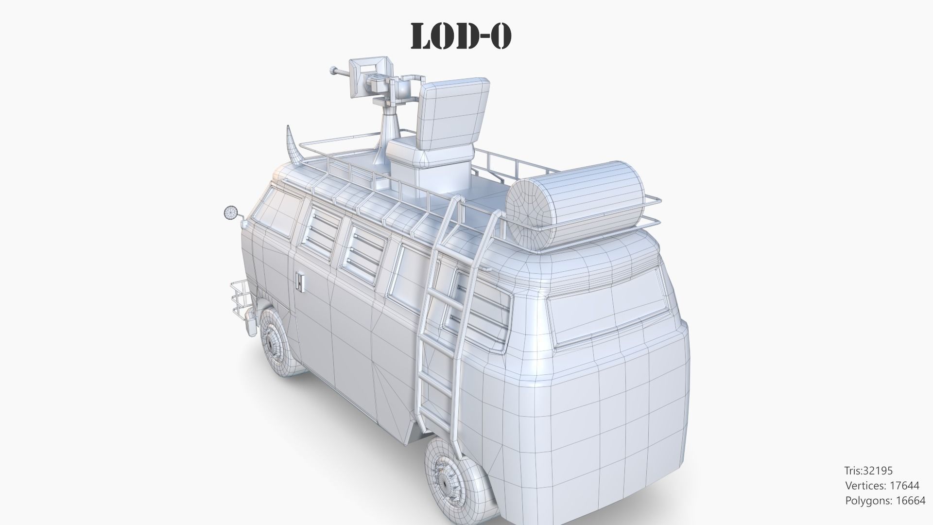 3D model Post Apocalyptic VW Van Low-poly War Car Game Asset VR / AR ...