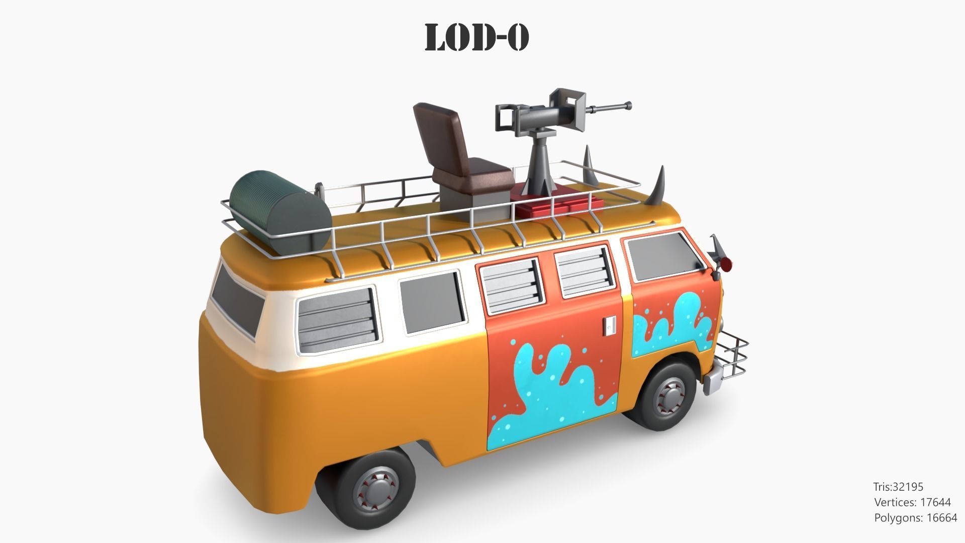 3D model Post Apocalyptic VW Van Low-poly War Car Game Asset VR / AR ...