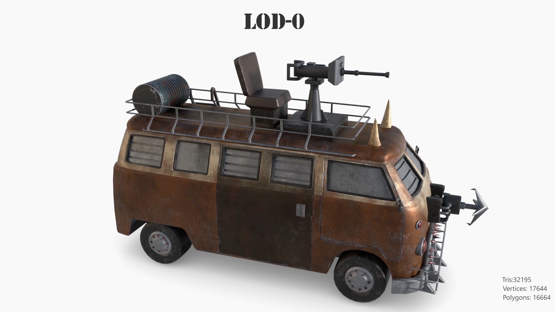 3D model Post Apocalyptic VW Van Low-poly War Car Game Asset VR / AR ...