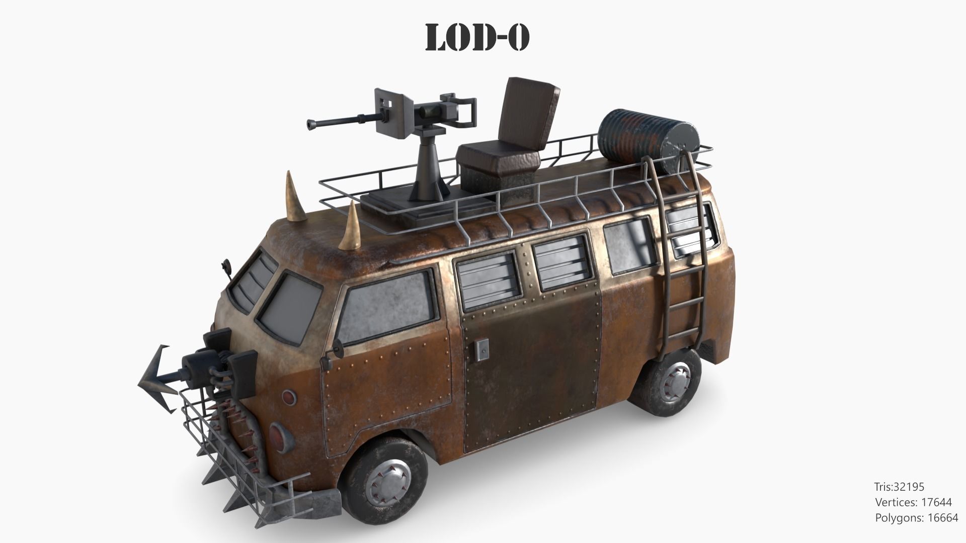 3D model Post Apocalyptic VW Van Low-poly War Car Game Asset VR / AR ...