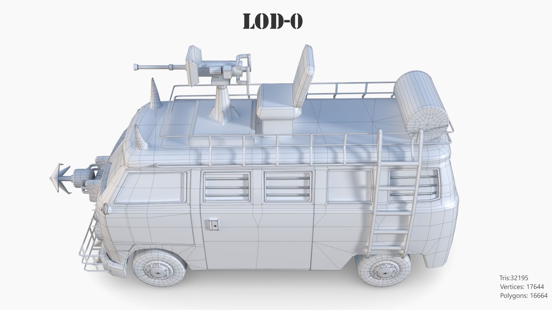 3D model Post Apocalyptic VW Van Low-poly War Car Game Asset VR / AR ...