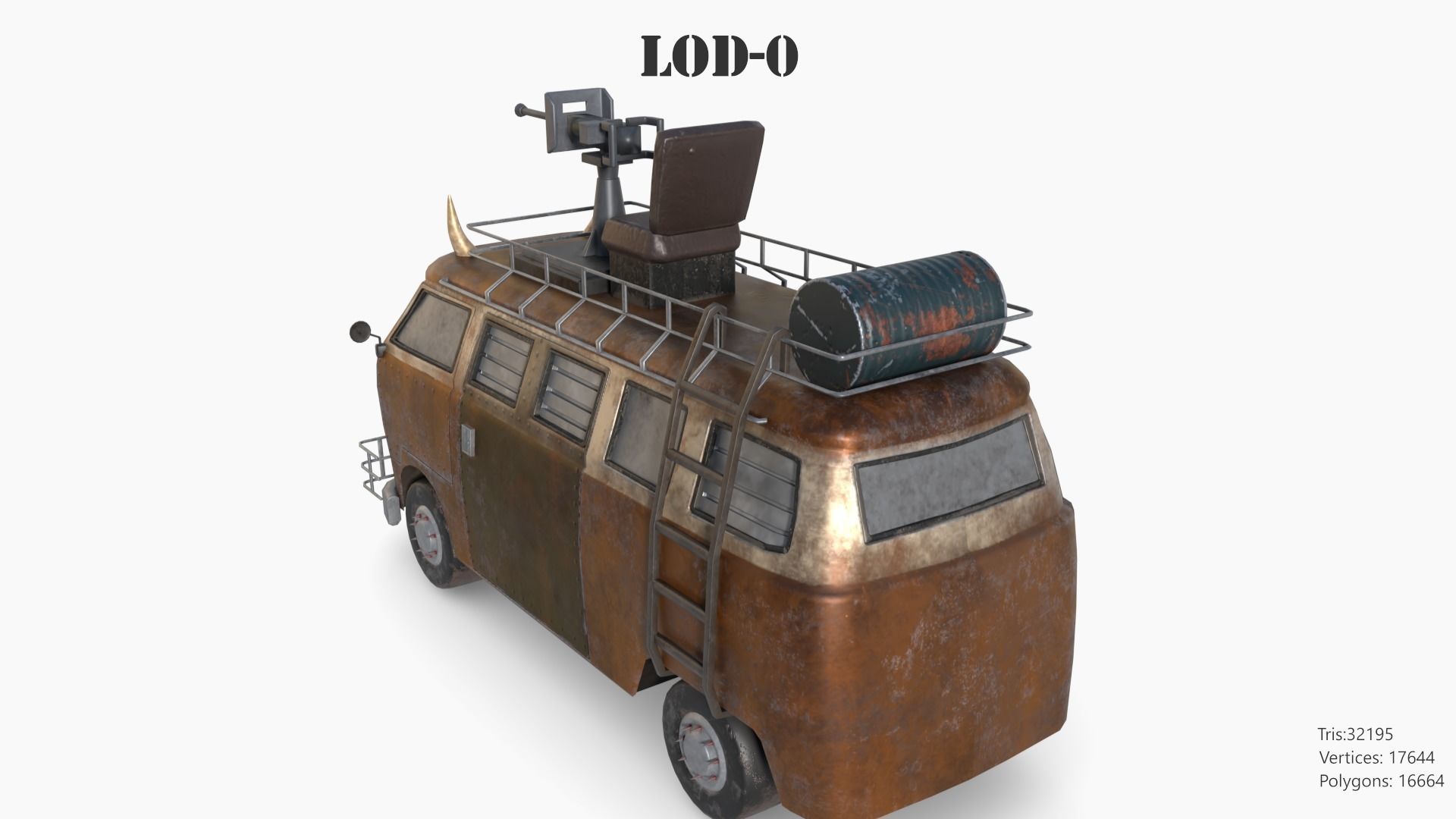 3D model Post Apocalyptic VW Van Low-poly War Car Game Asset VR / AR ...