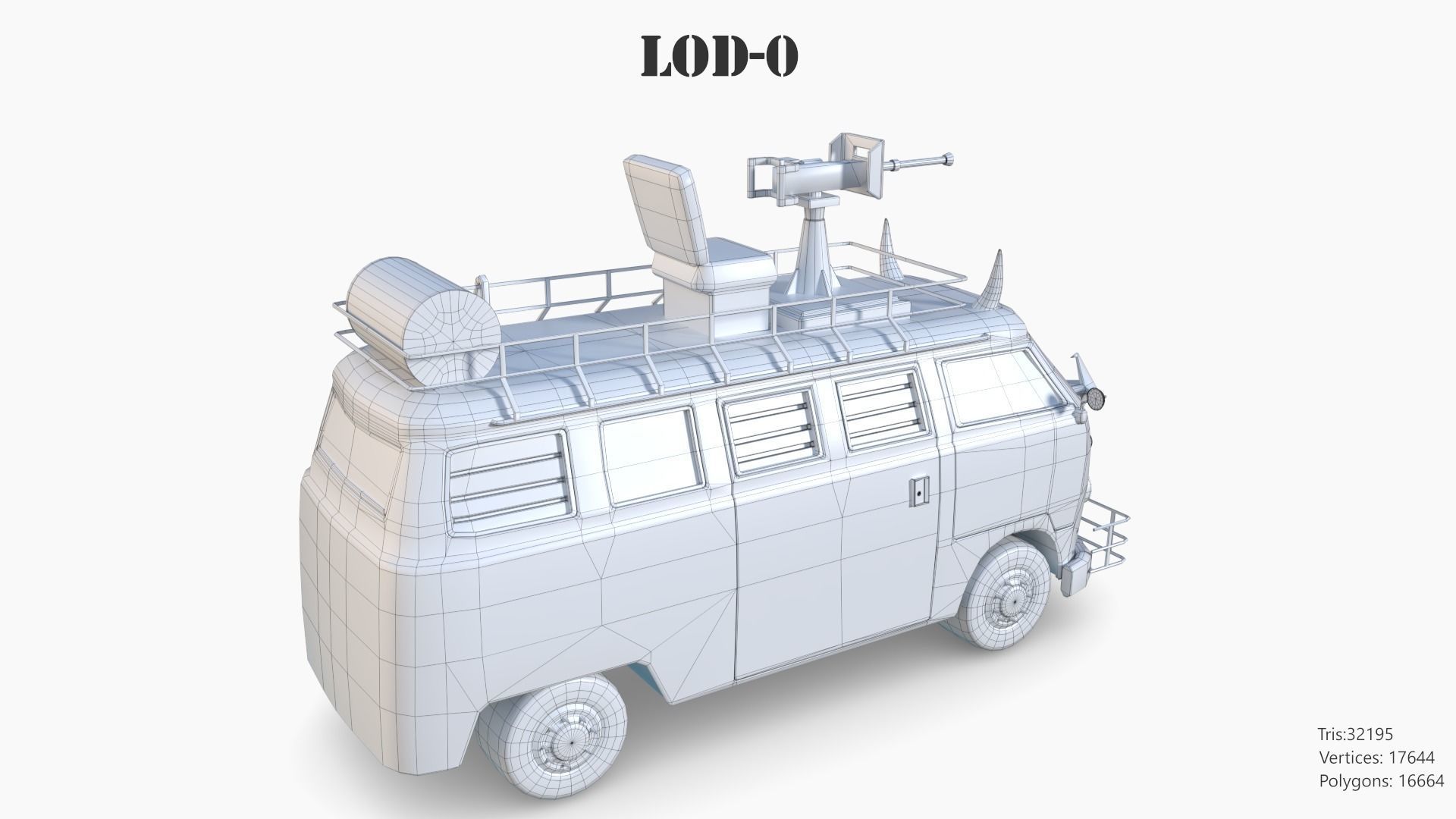 3D model Post Apocalyptic VW Van Low-poly War Car Game Asset VR / AR ...