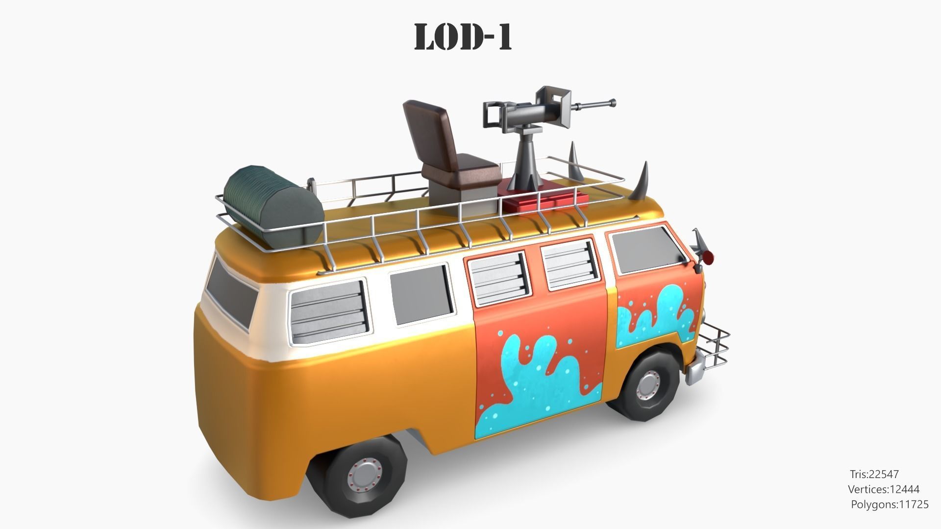 3D model Post Apocalyptic VW Van Low-poly War Car Game Asset VR / AR ...