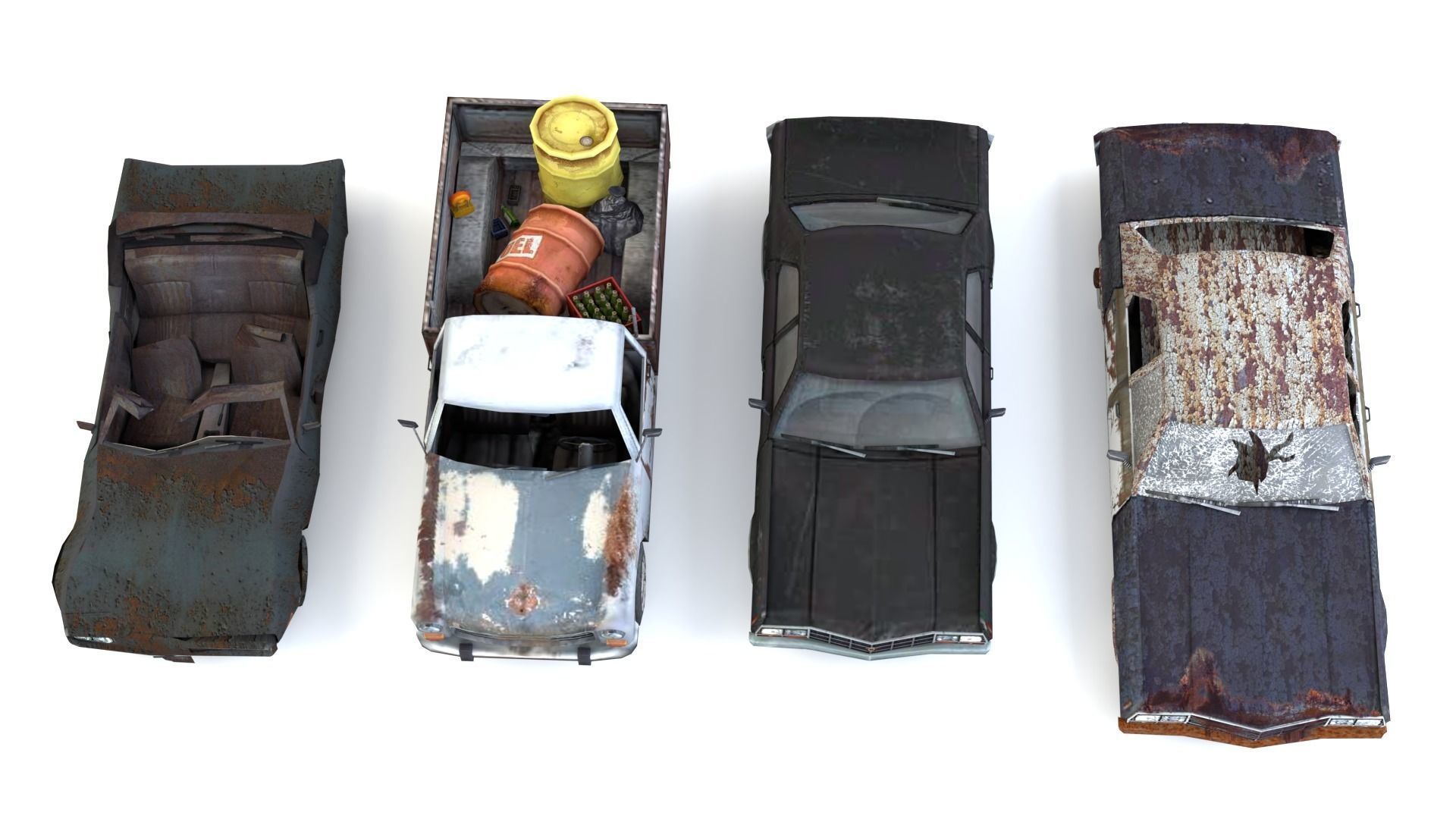 3D model Old Rusty cars mini pack VR / AR / low-poly | CGTrader