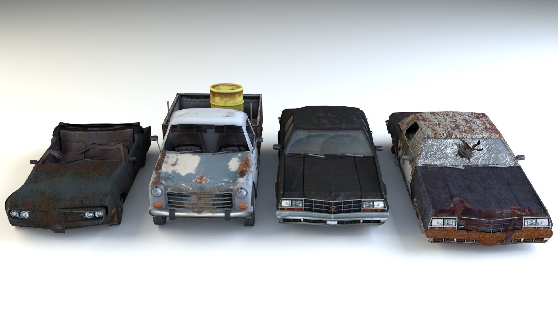 3D model Old Rusty cars mini pack VR / AR / low-poly | CGTrader