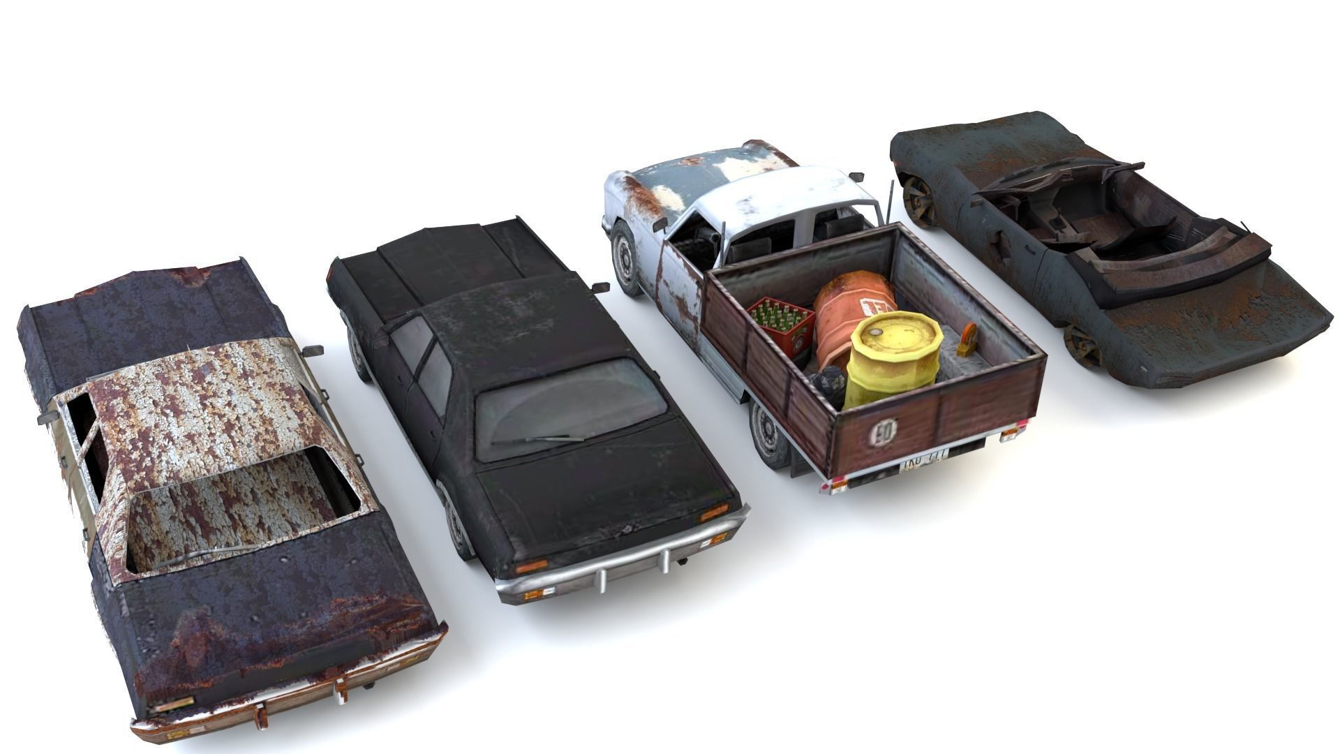 3D model Old Rusty cars mini pack VR / AR / low-poly | CGTrader