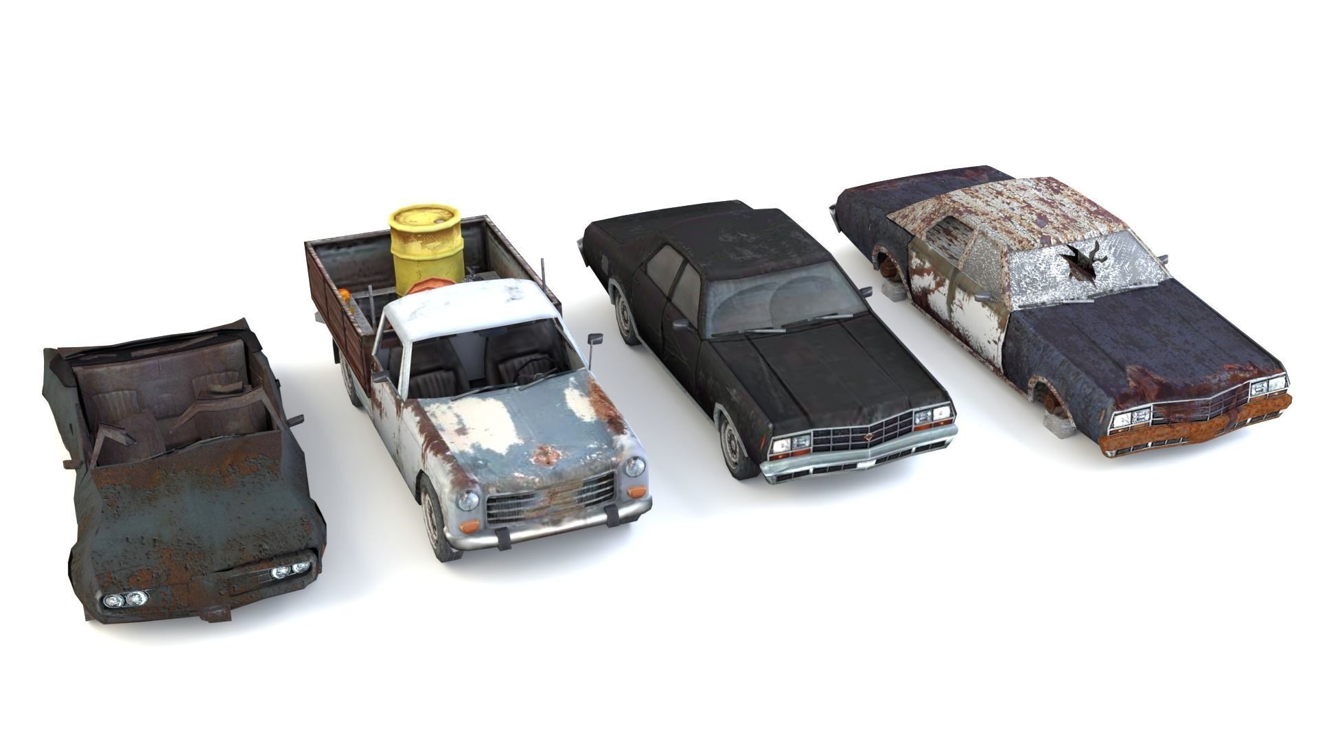 3D model Old Rusty cars mini pack VR / AR / low-poly | CGTrader