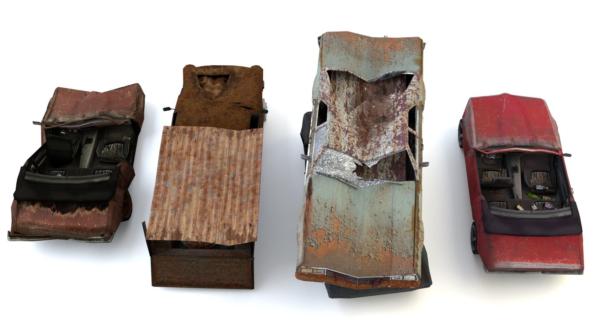 3D model Old wrecked cars mini pack VR / AR / low-poly | CGTrader