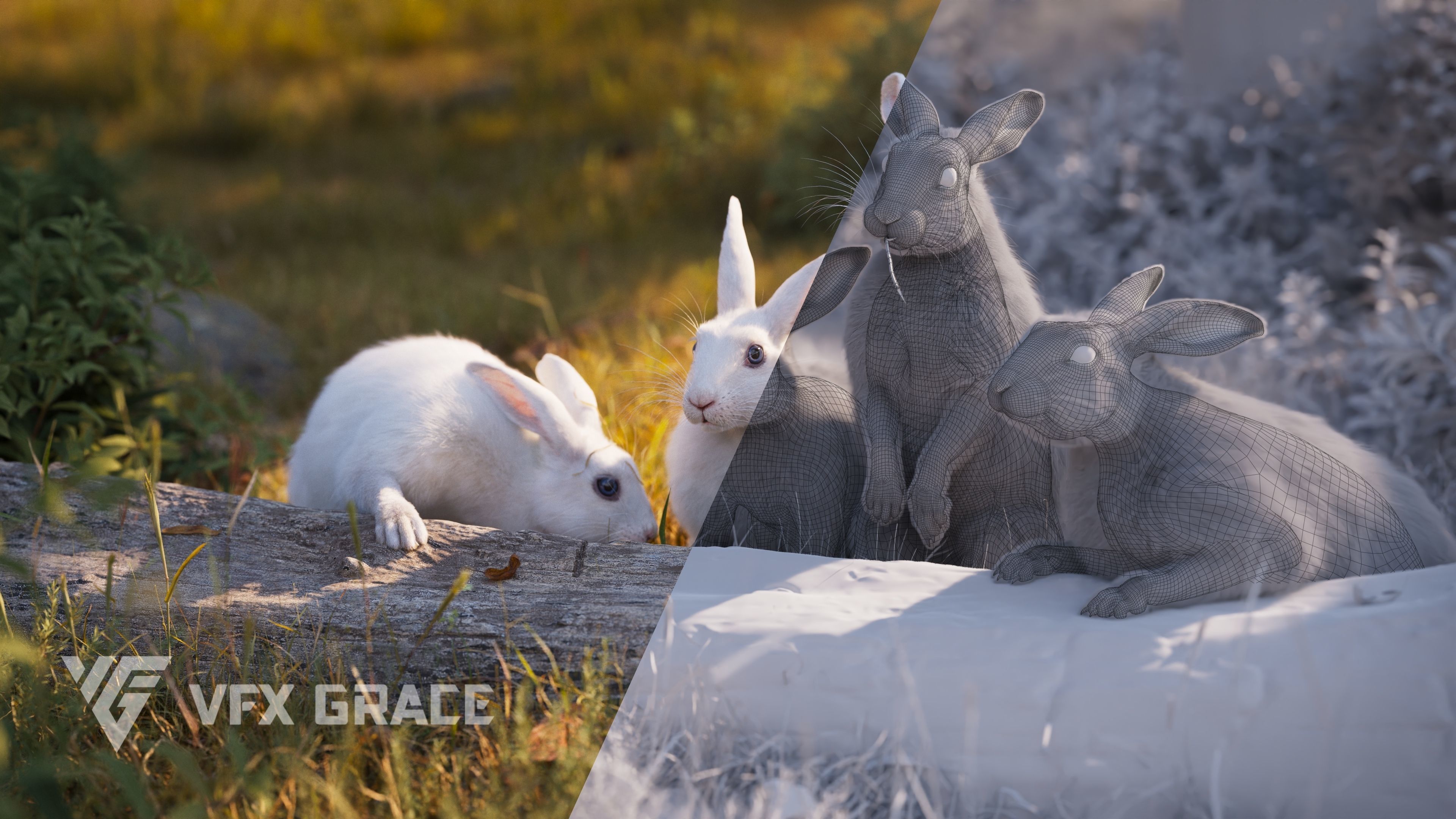 White rabbit Animated VFX Grace 3D model animated rigged | CGTrader
