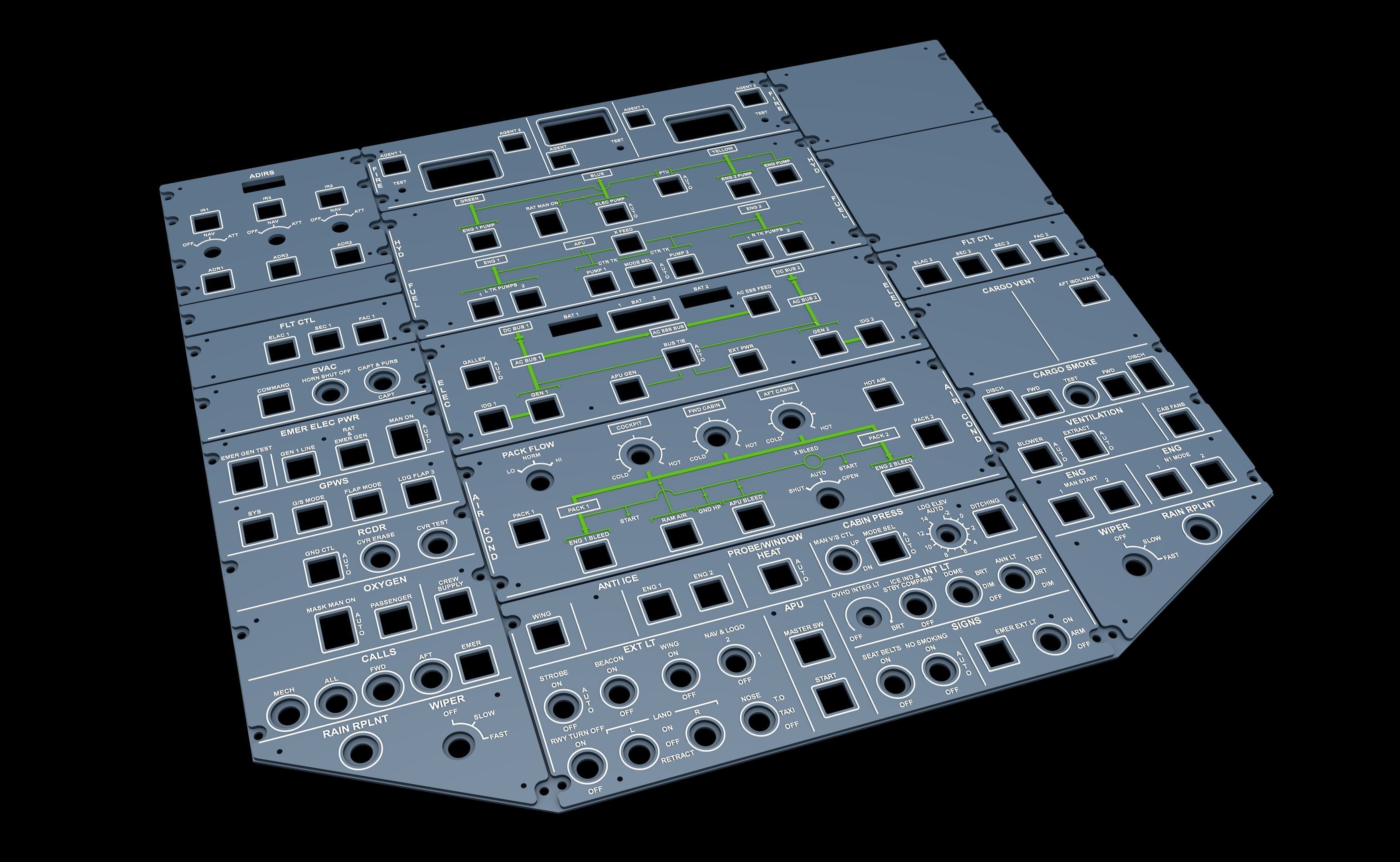AIRBUS A320 OVERHEAD PANELS 3D model 3D printable | CGTrader