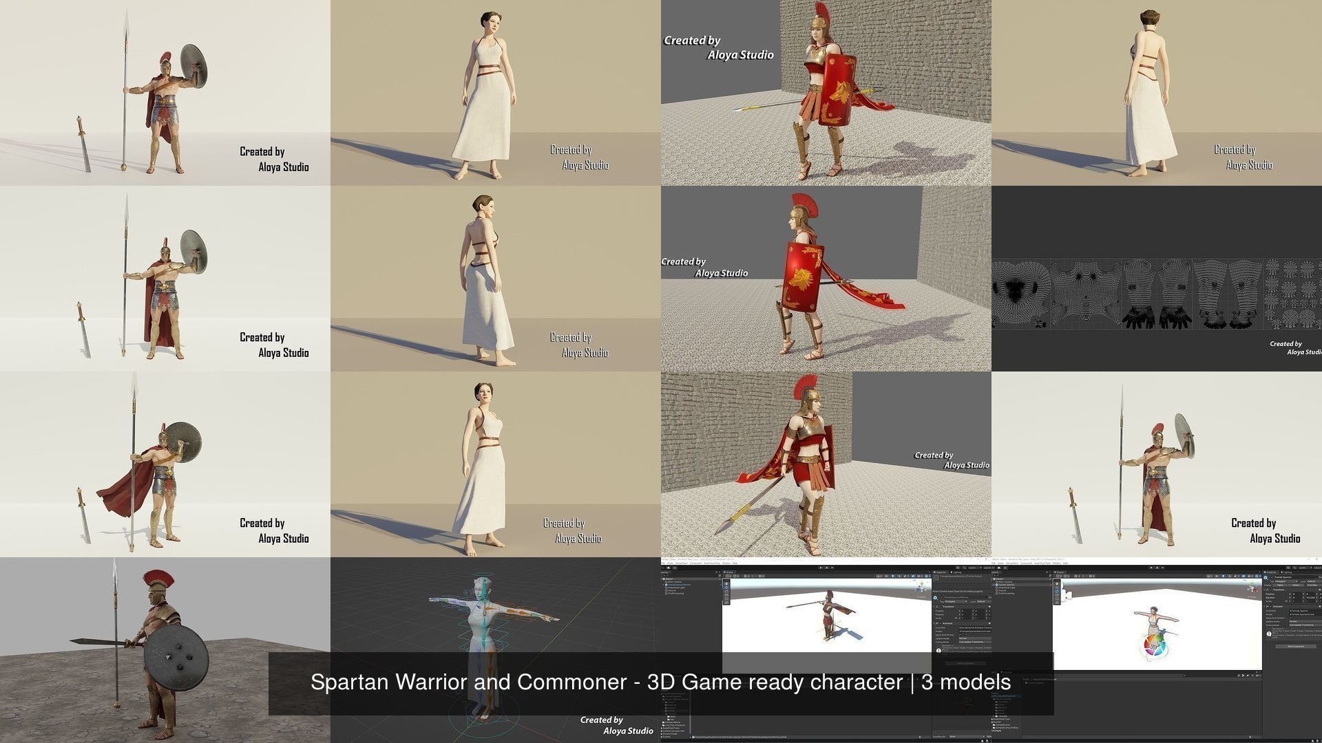 3D Model Collection Spartan Warrior and Commoner - 3D Game ready ...