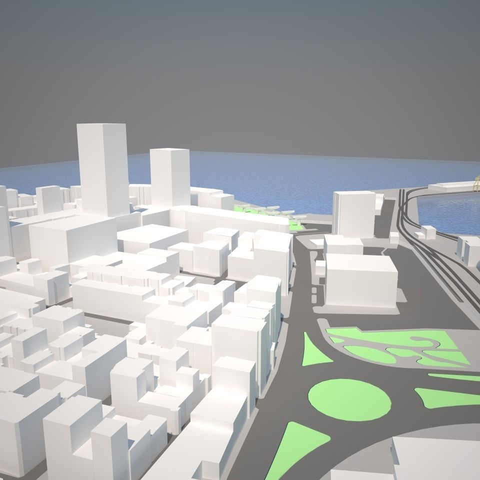 3D model Low Poly Cityscape All Buildings are Lowpoly VR / AR / low ...