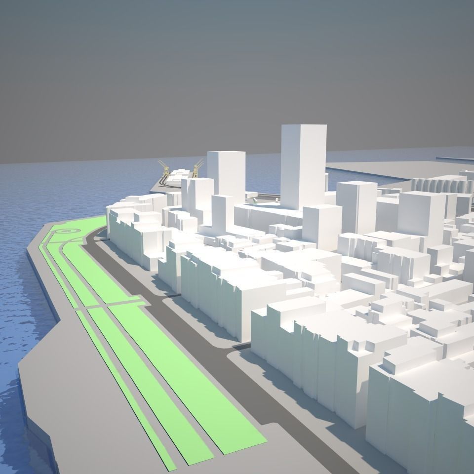 3D model Low Poly Cityscape All Buildings are Lowpoly VR / AR / low ...