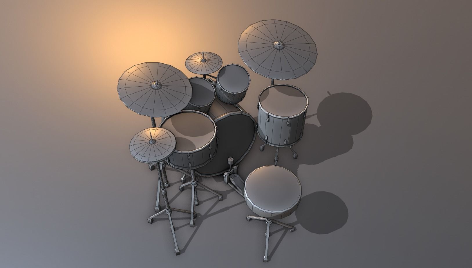 3D model Low Poly Drum set VR / AR / low-poly | CGTrader