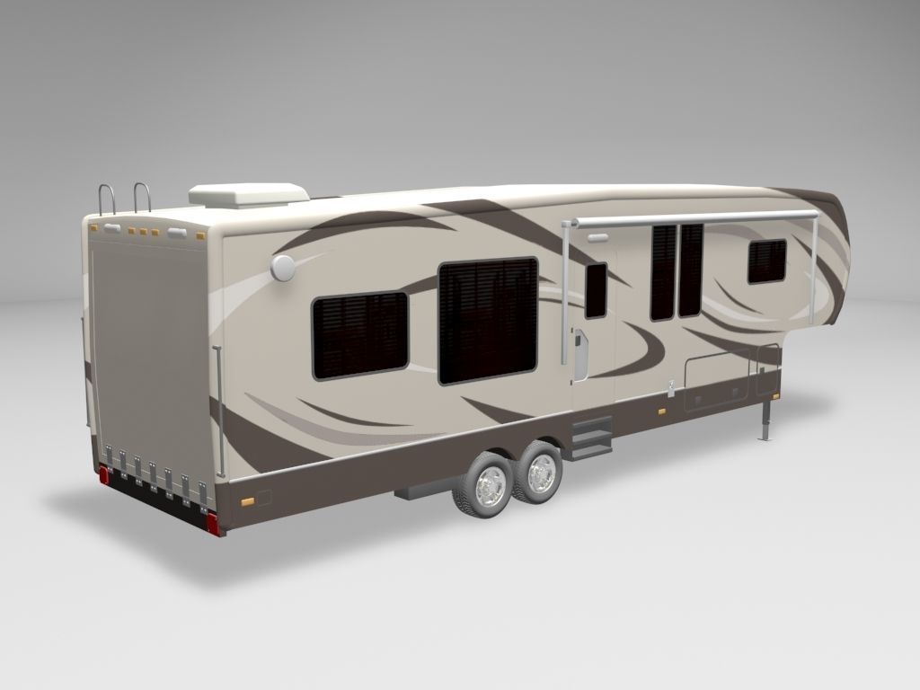 Fifth Wheel Travel Trailer Toy Hauler 2-Axle 2 3D model | CGTrader