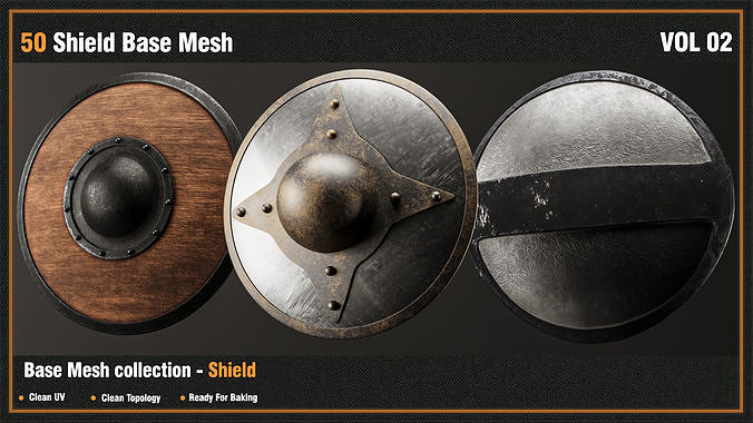 3D model 50 Shield Base Mesh - VOL 02-Game Ready VR / AR / low-poly ...