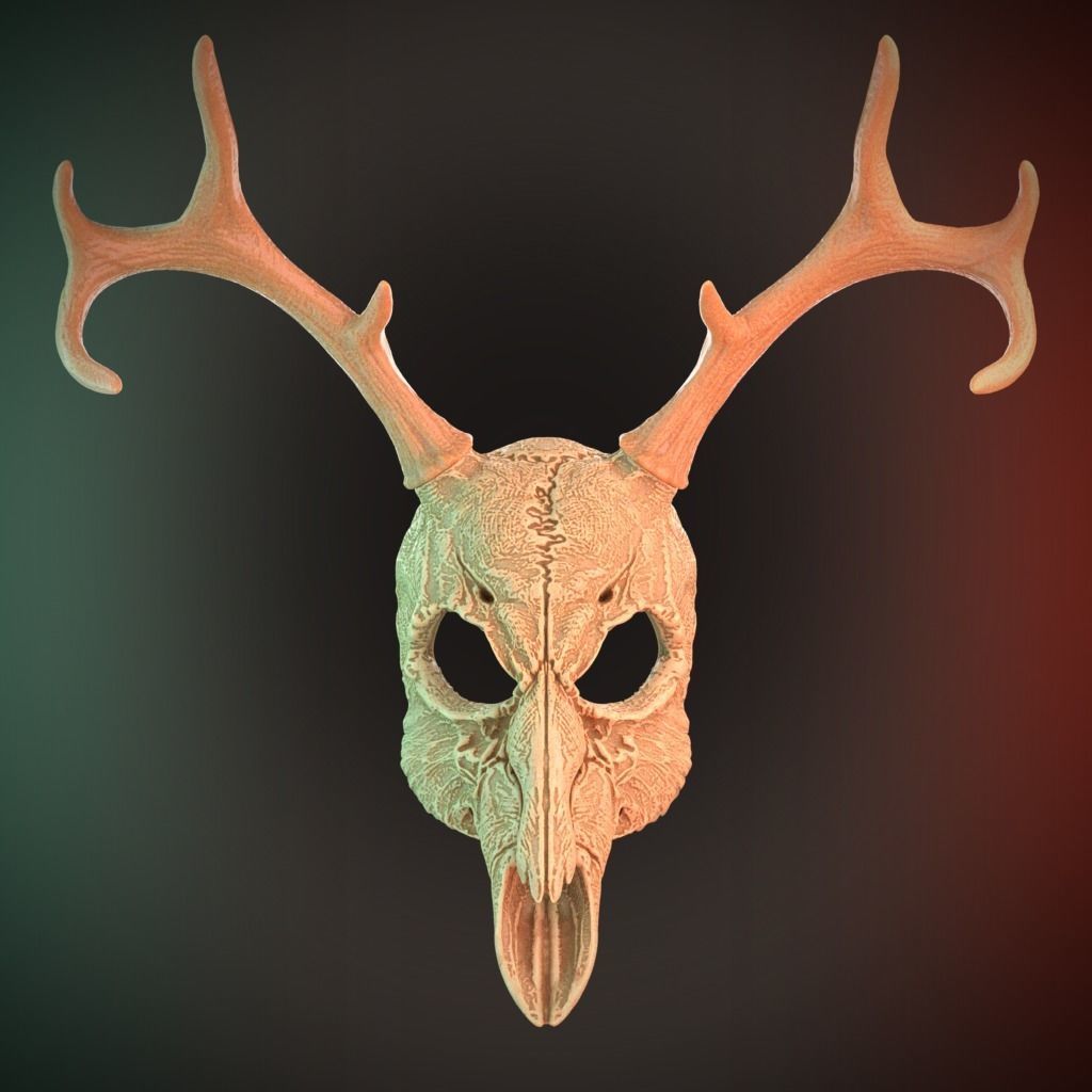 2 Horns Deer Skull Mask Cosplay 3D Stl Files Printing Halloween 3D ...