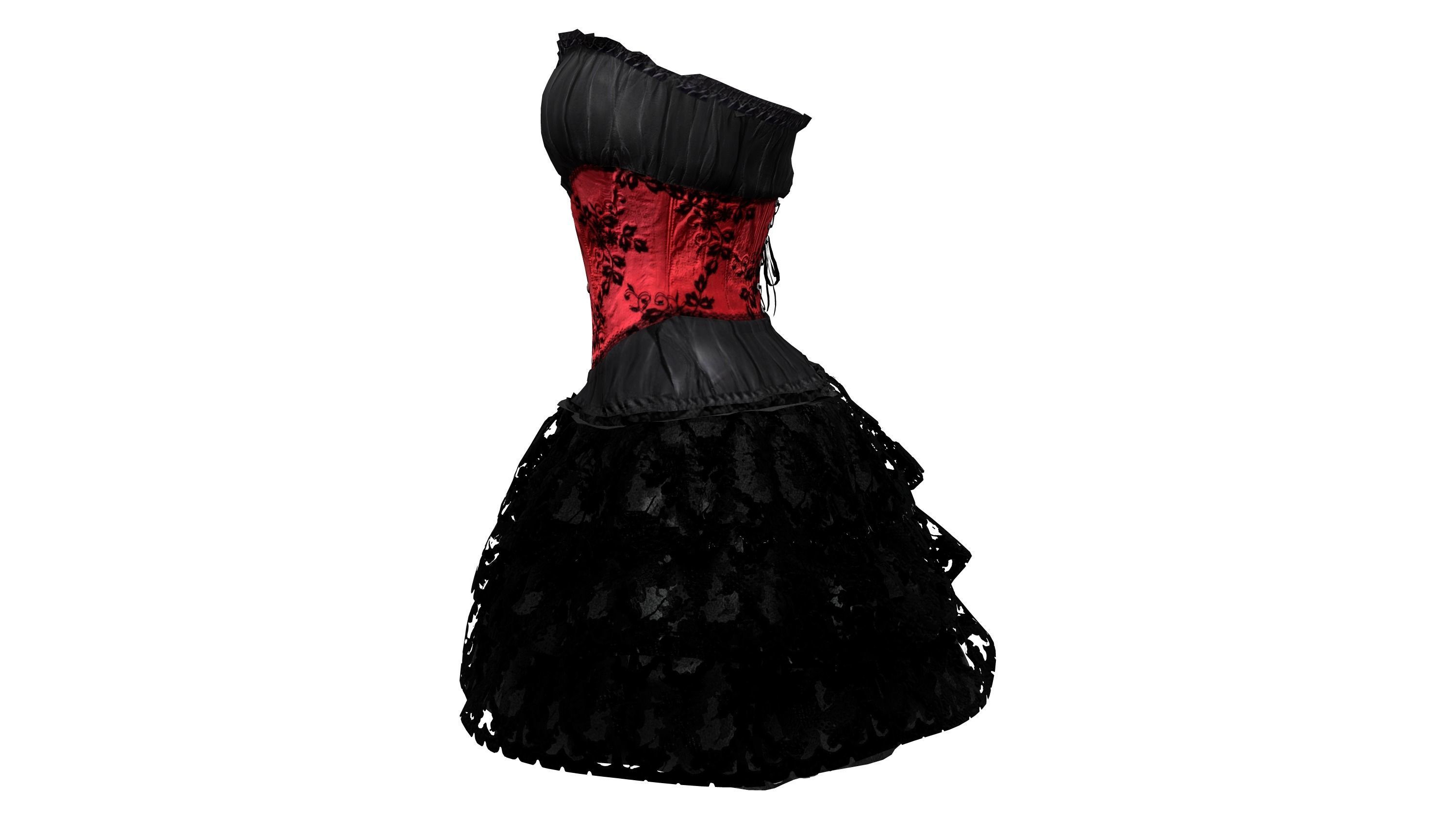 3d Model Burlesque Showgirl Lace Corset Dress Vr Ar Low Poly Cgtrader