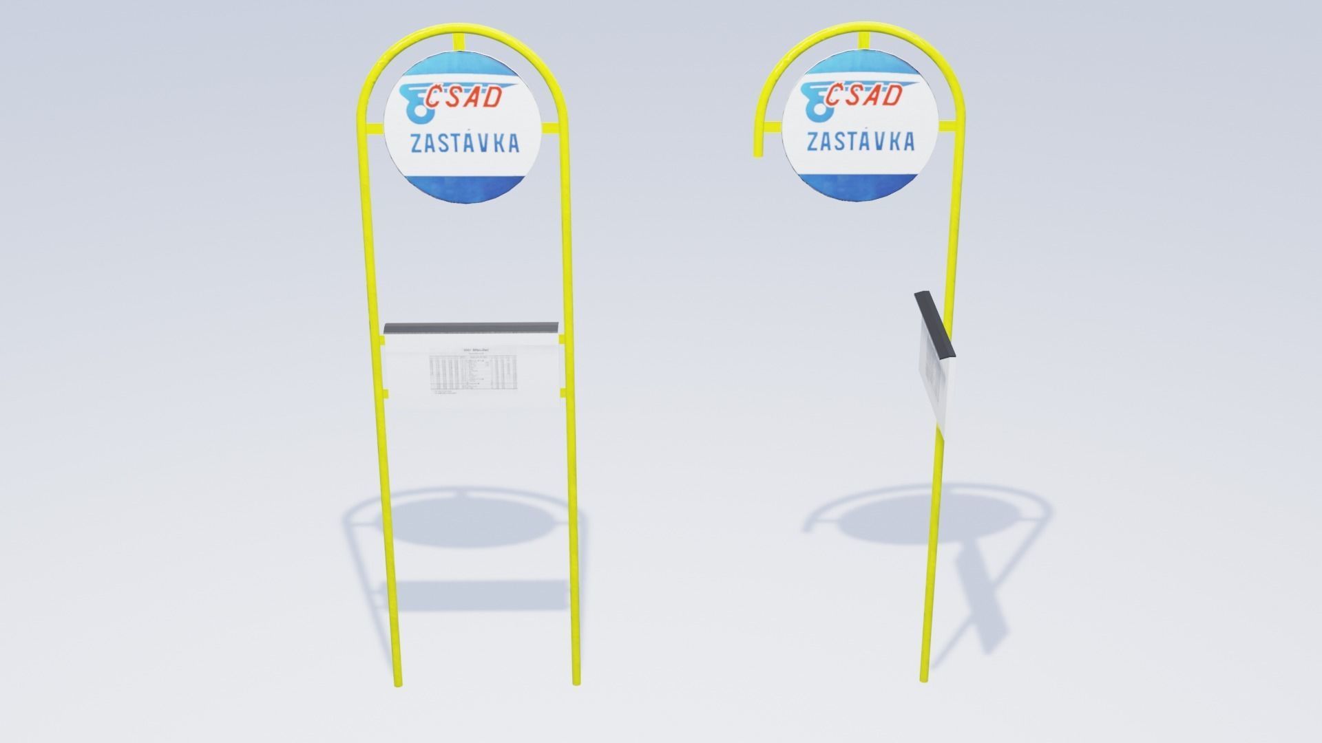 3D model Old Czech bus stop sign - Cedule zastavka CSAD VR / AR / low ...
