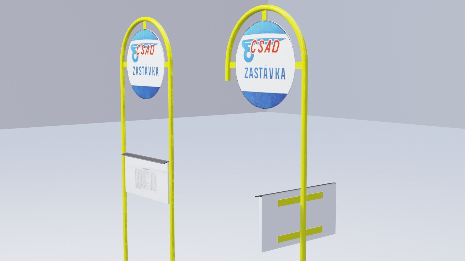 3D model Old Czech bus stop sign - Cedule zastavka CSAD VR / AR / low ...
