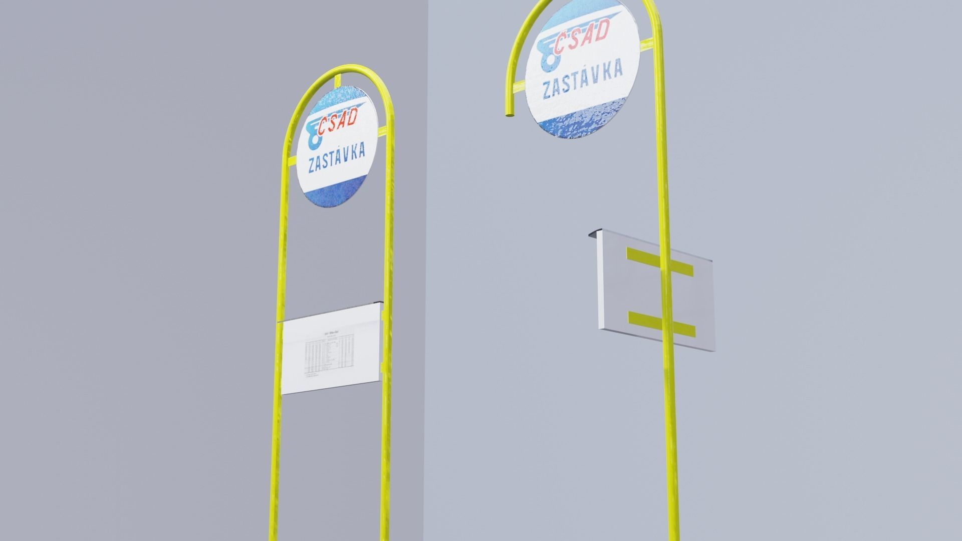 3D model Old Czech bus stop sign - Cedule zastavka CSAD VR / AR / low ...