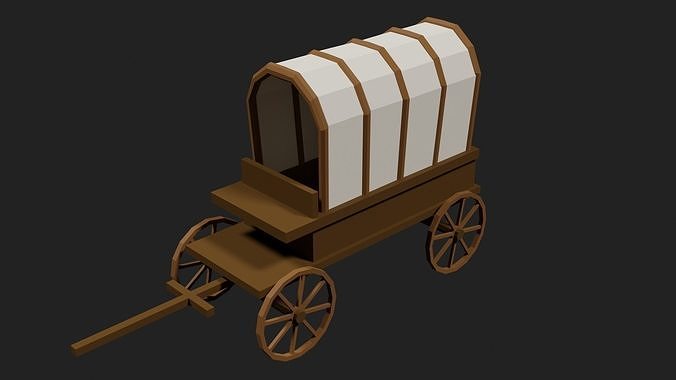 3D model Lowpoly Wagon wooden covered VR / AR / low-poly | CGTrader