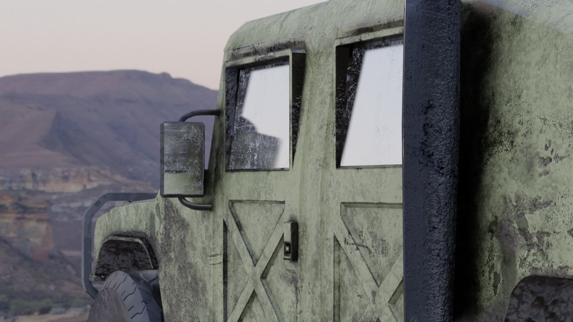 3D model war green low-poly Humvee ORM for unreal UE VR / AR / low-poly ...