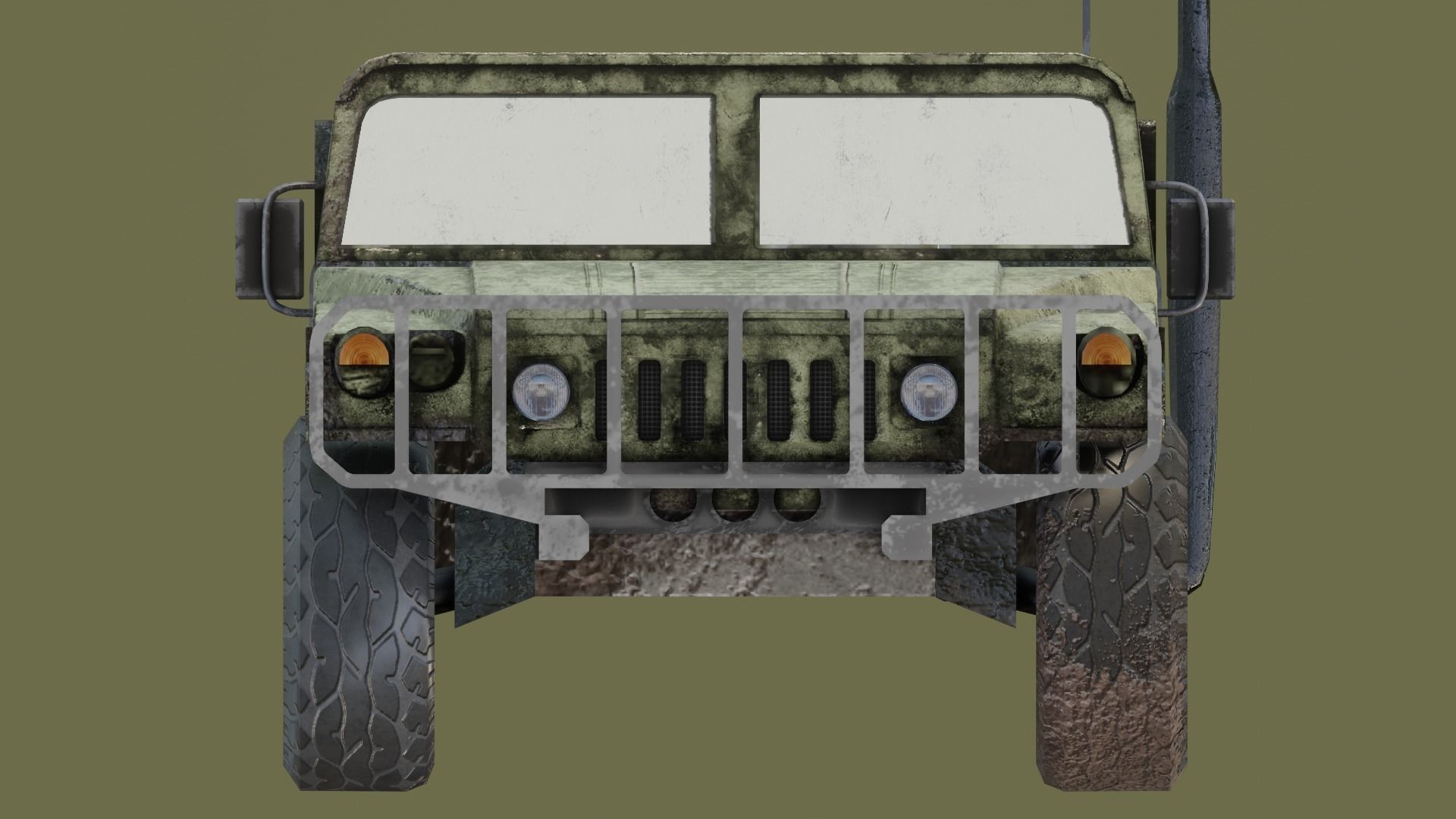 3D model war green low-poly Humvee ORM for unreal UE VR / AR / low-poly ...