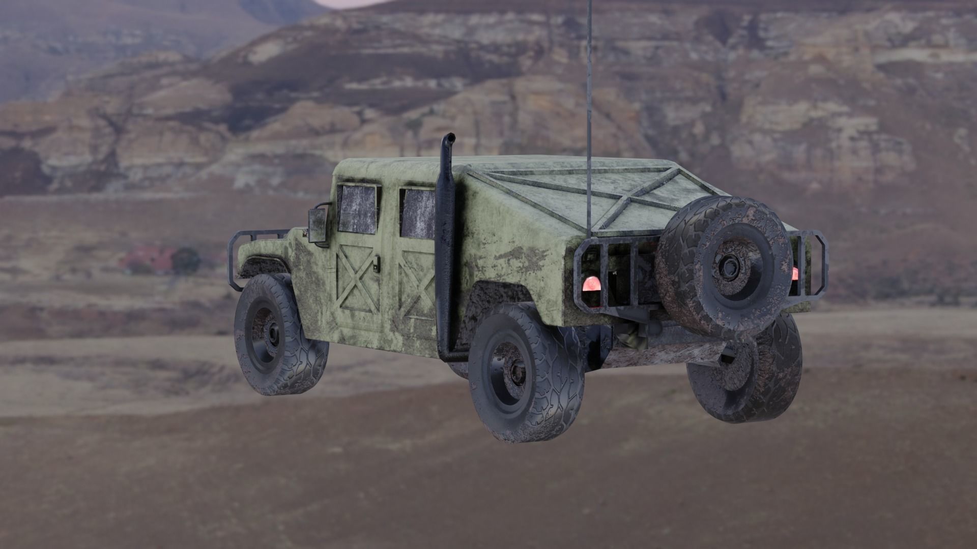 3D model war green low-poly Humvee ORM for unreal UE VR / AR / low-poly ...
