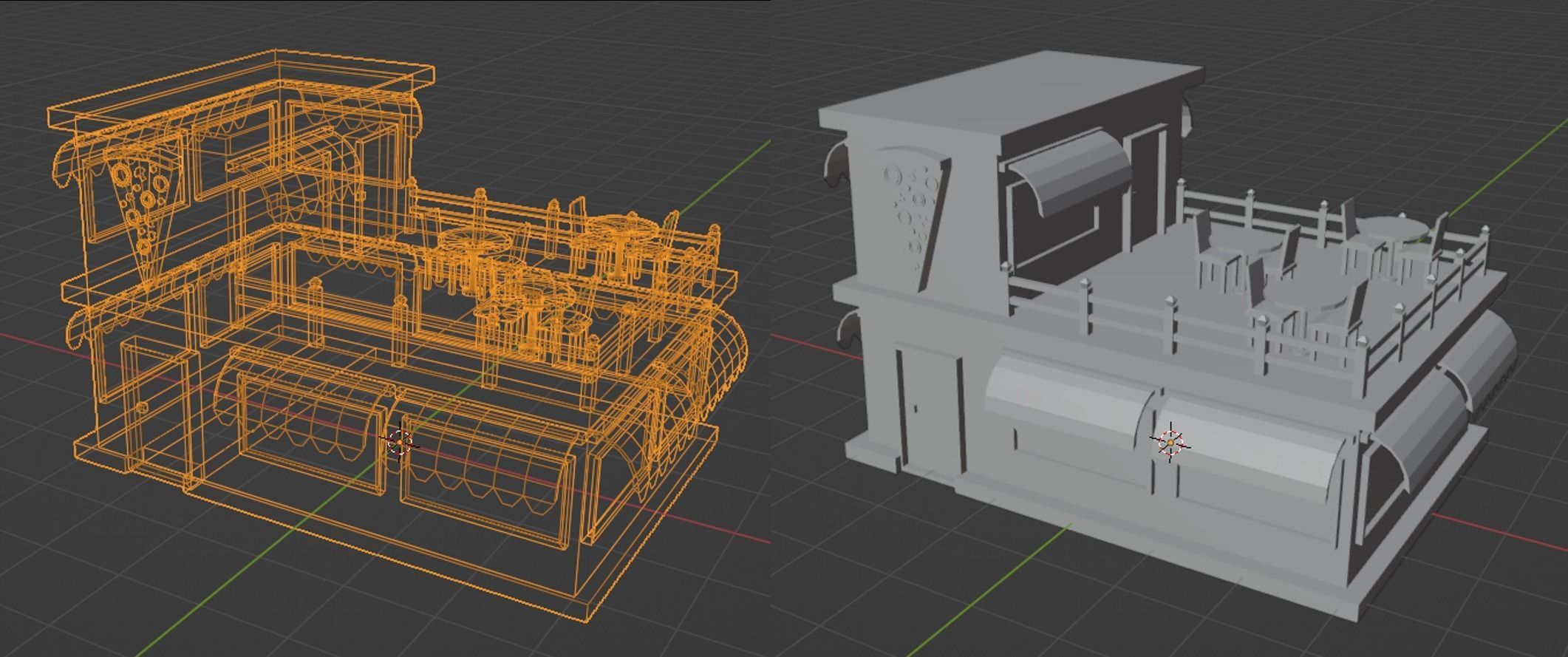 3D model Low Poly Pizza Shop with 3 different color options VR / AR ...