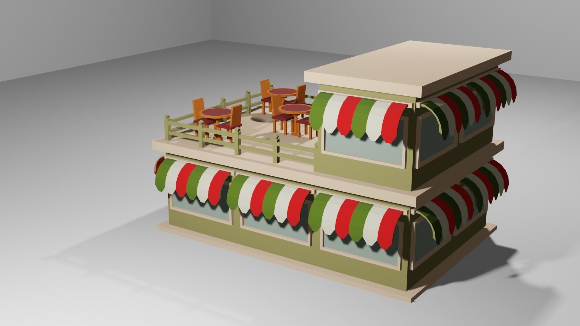 3D model Low Poly Pizza Shop with 3 different color options VR / AR ...