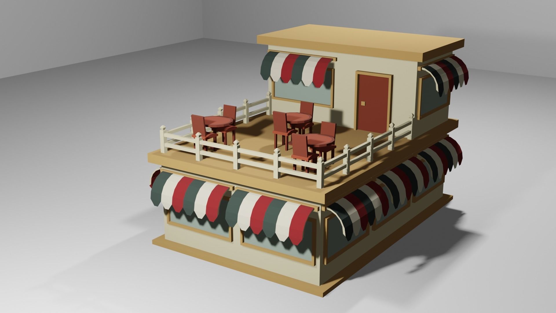 3D model Low Poly Pizza Shop with 3 different color options VR / AR ...