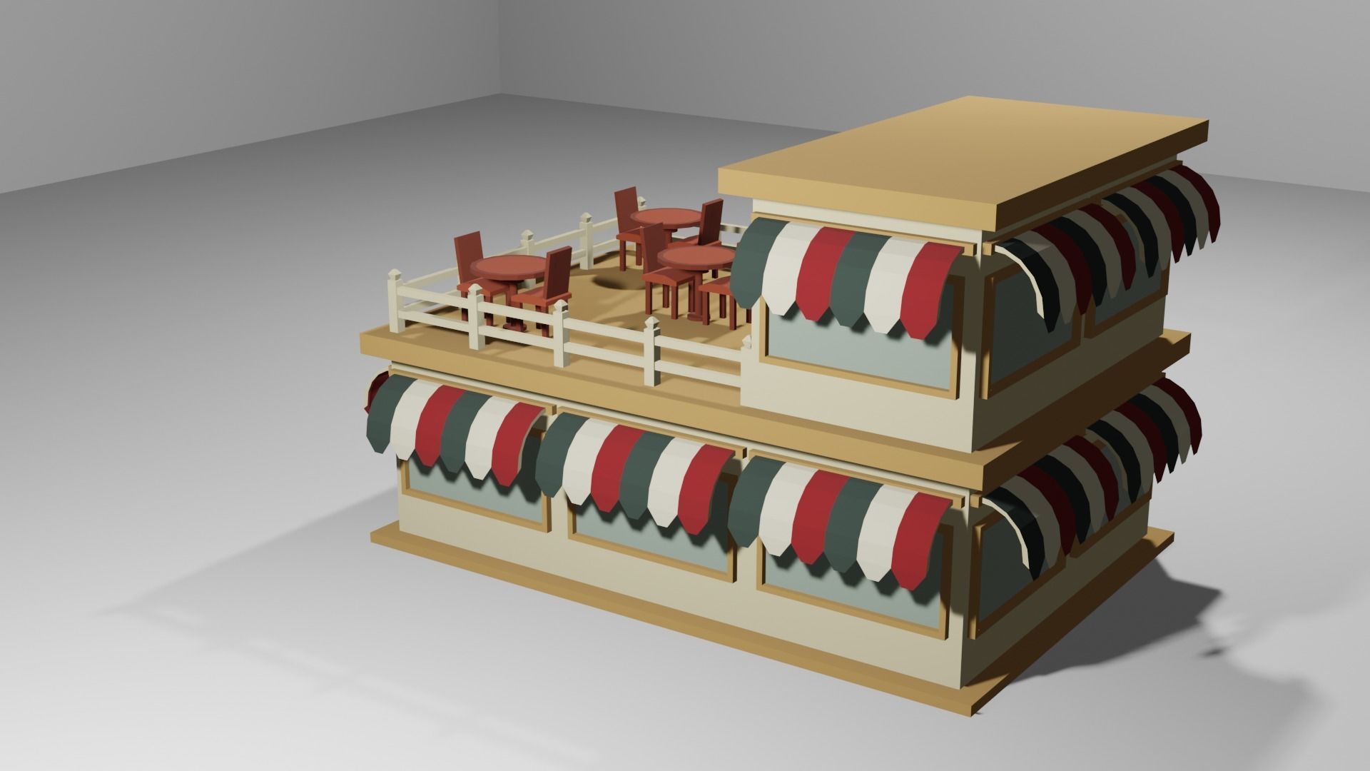 3D model Low Poly Pizza Shop with 3 different color options VR / AR ...