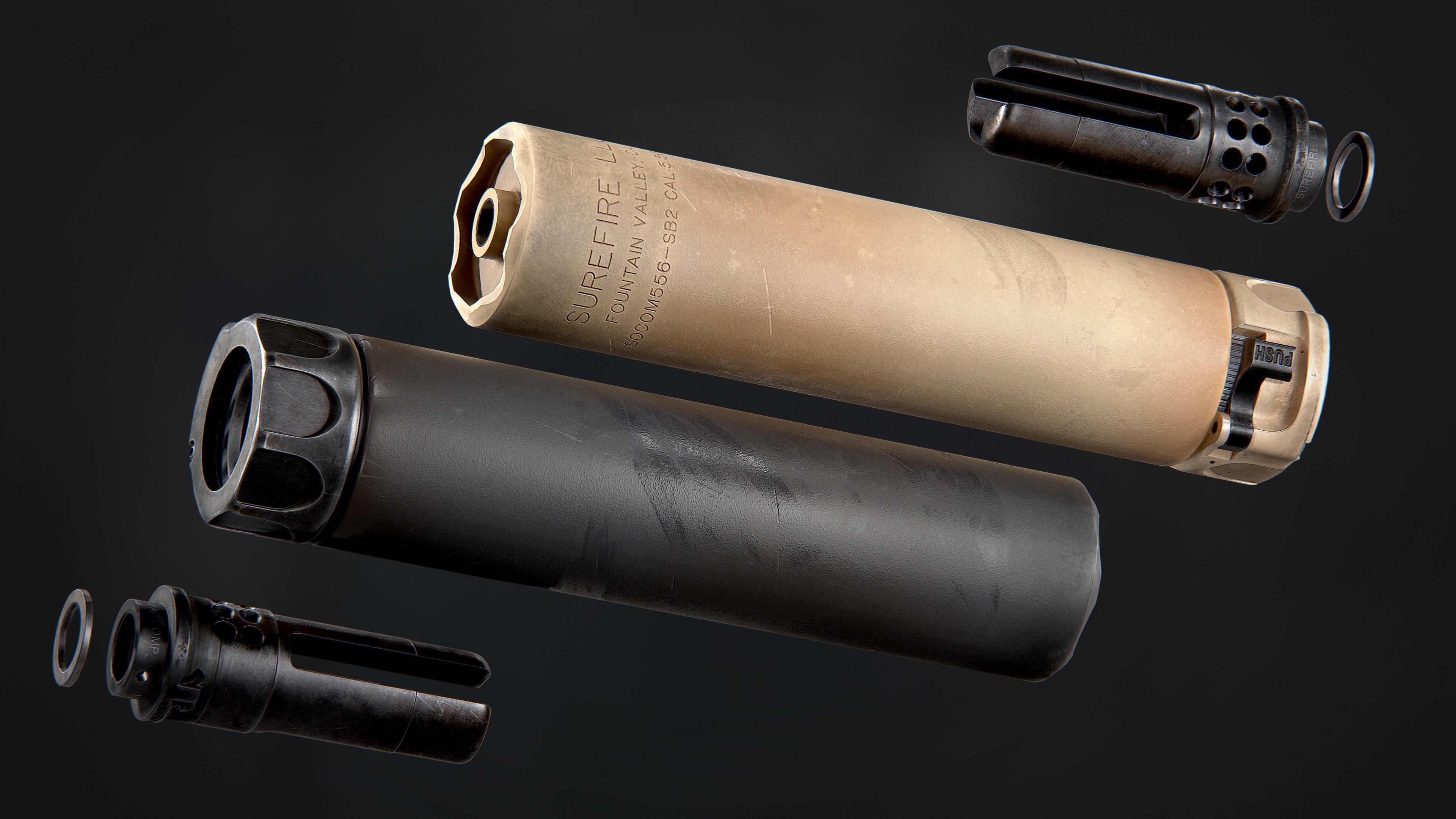 3D model Surefire SOCOM556 RC2 WARCOMP Flash Hider VR / AR / low-poly ...