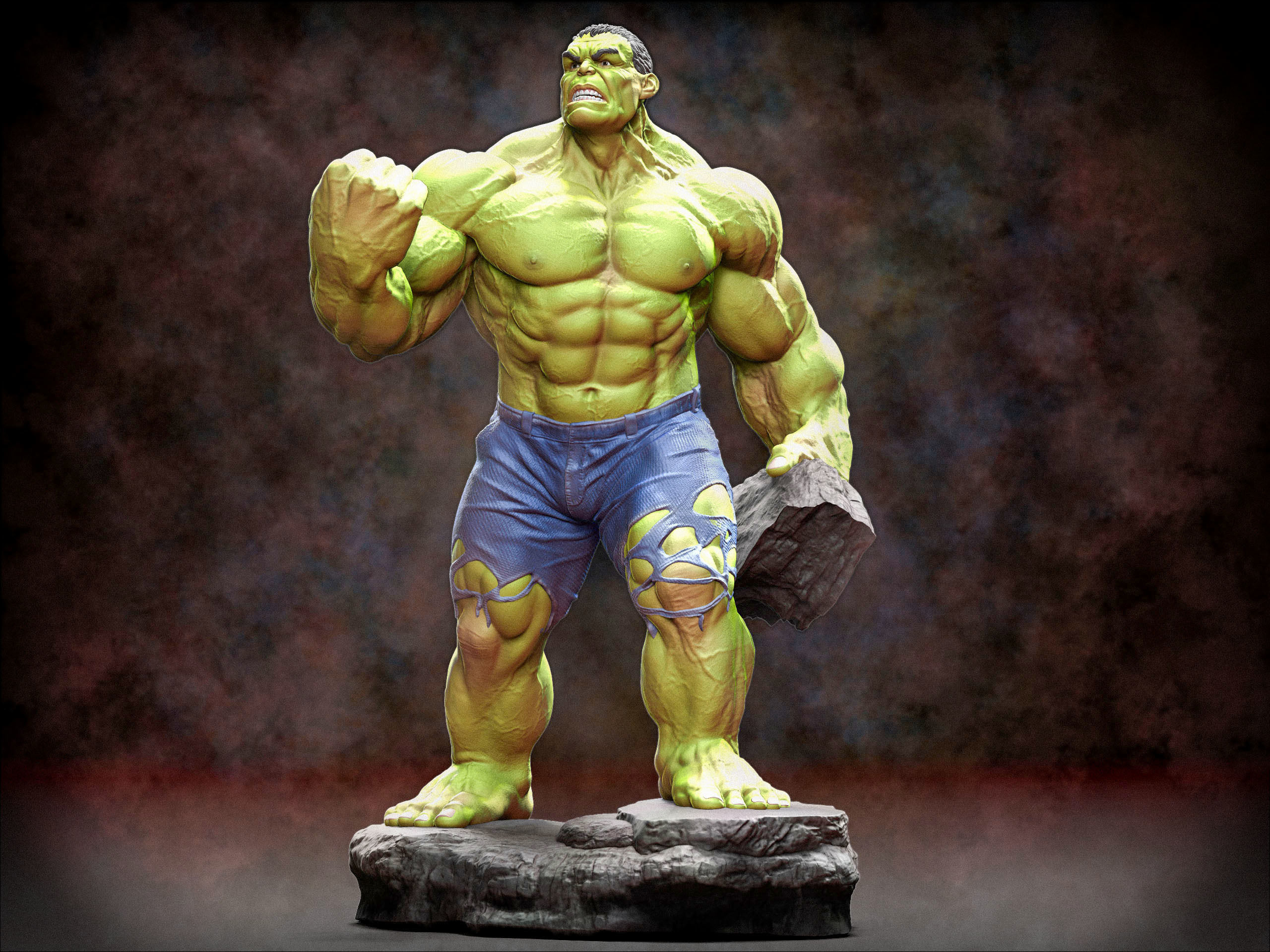 the hulk incredible statue 3D model 3D printable | CGTrader