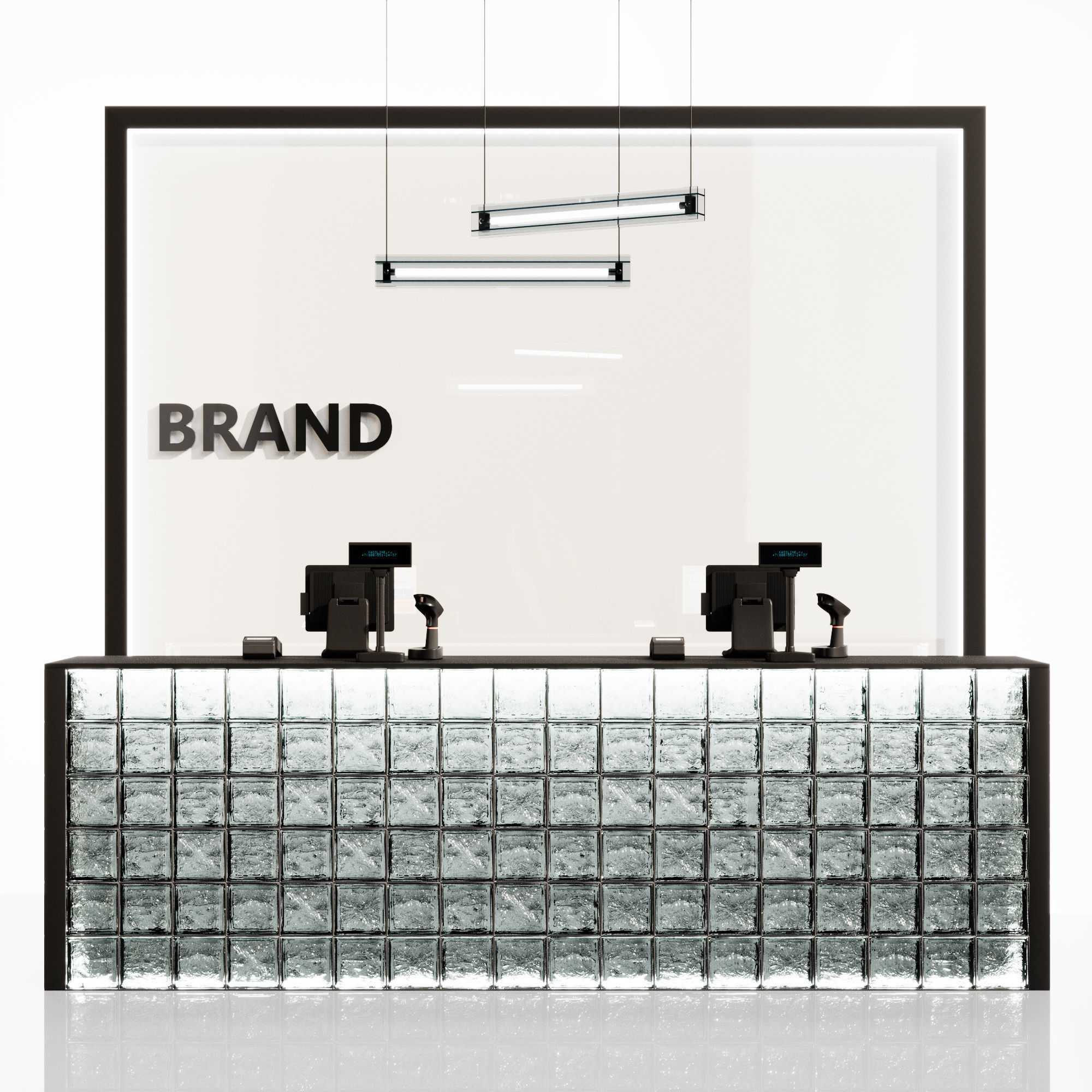 Glass block reception 3D model | CGTrader