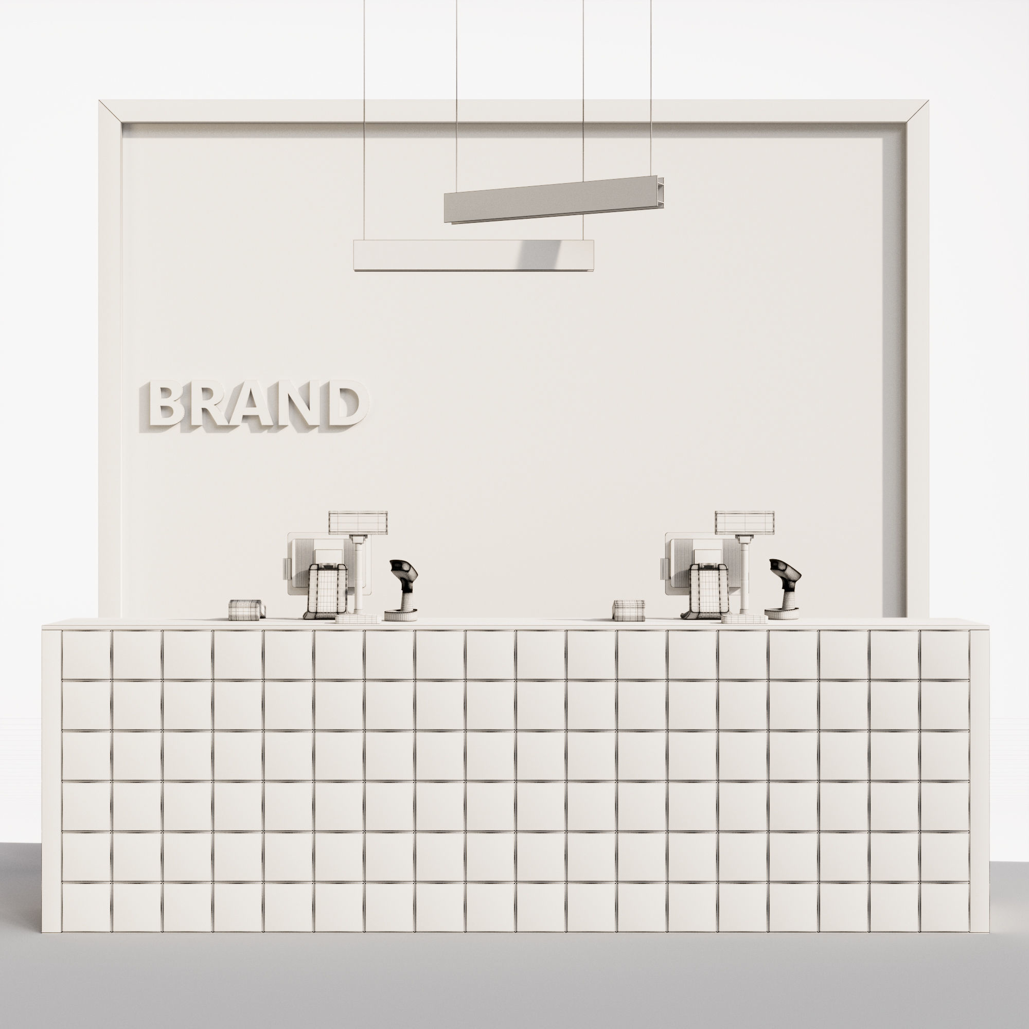 Glass block reception 3D model | CGTrader