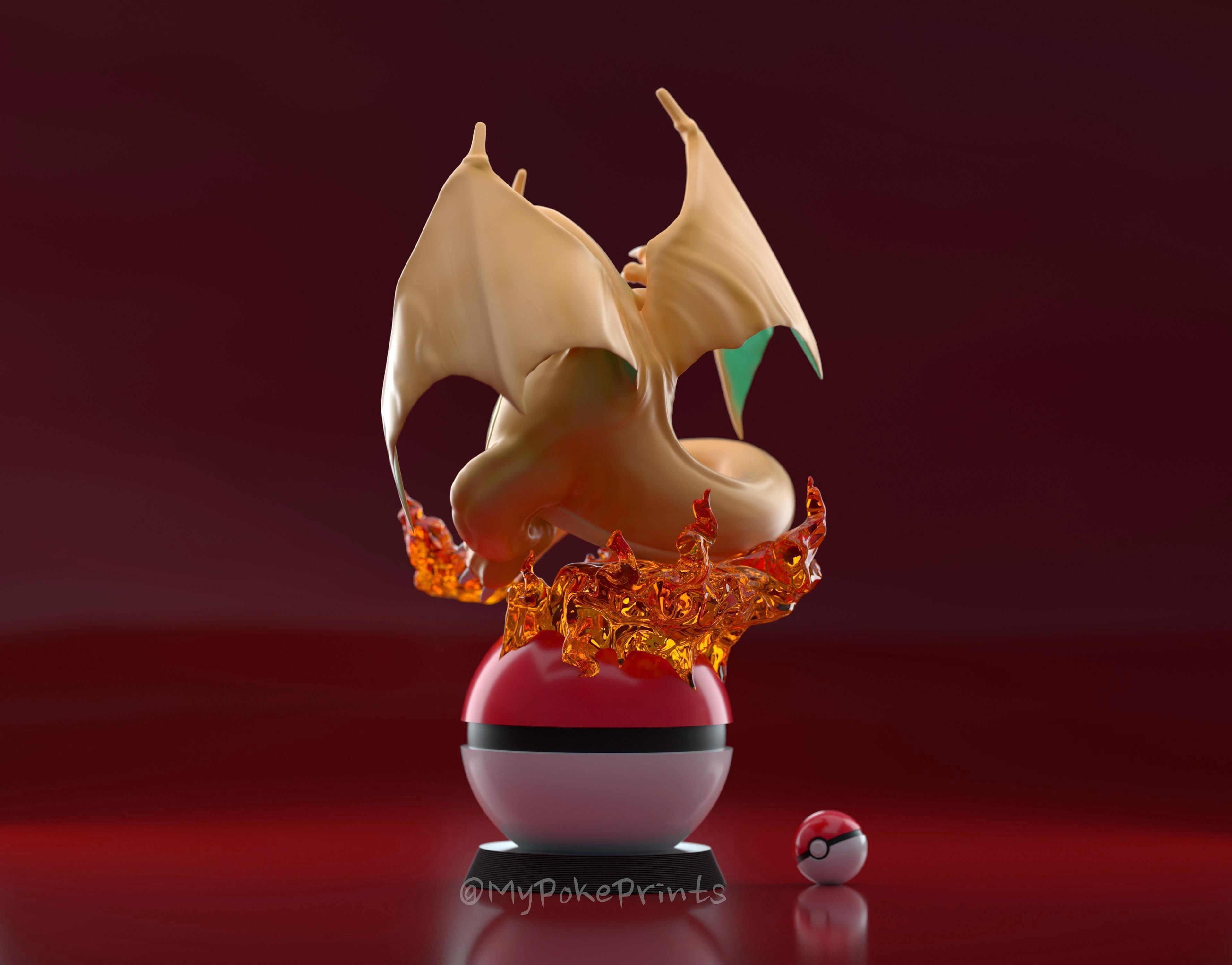 Charizard on Pokeball normal version - with cuts and as a whole 3D ...