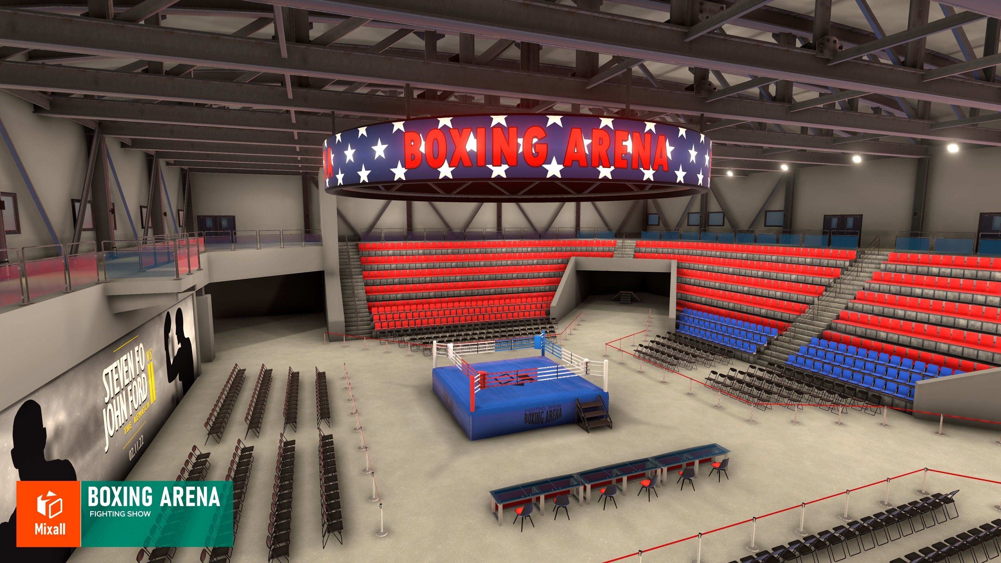 Boxing arena - fighting show 3D model | CGTrader
