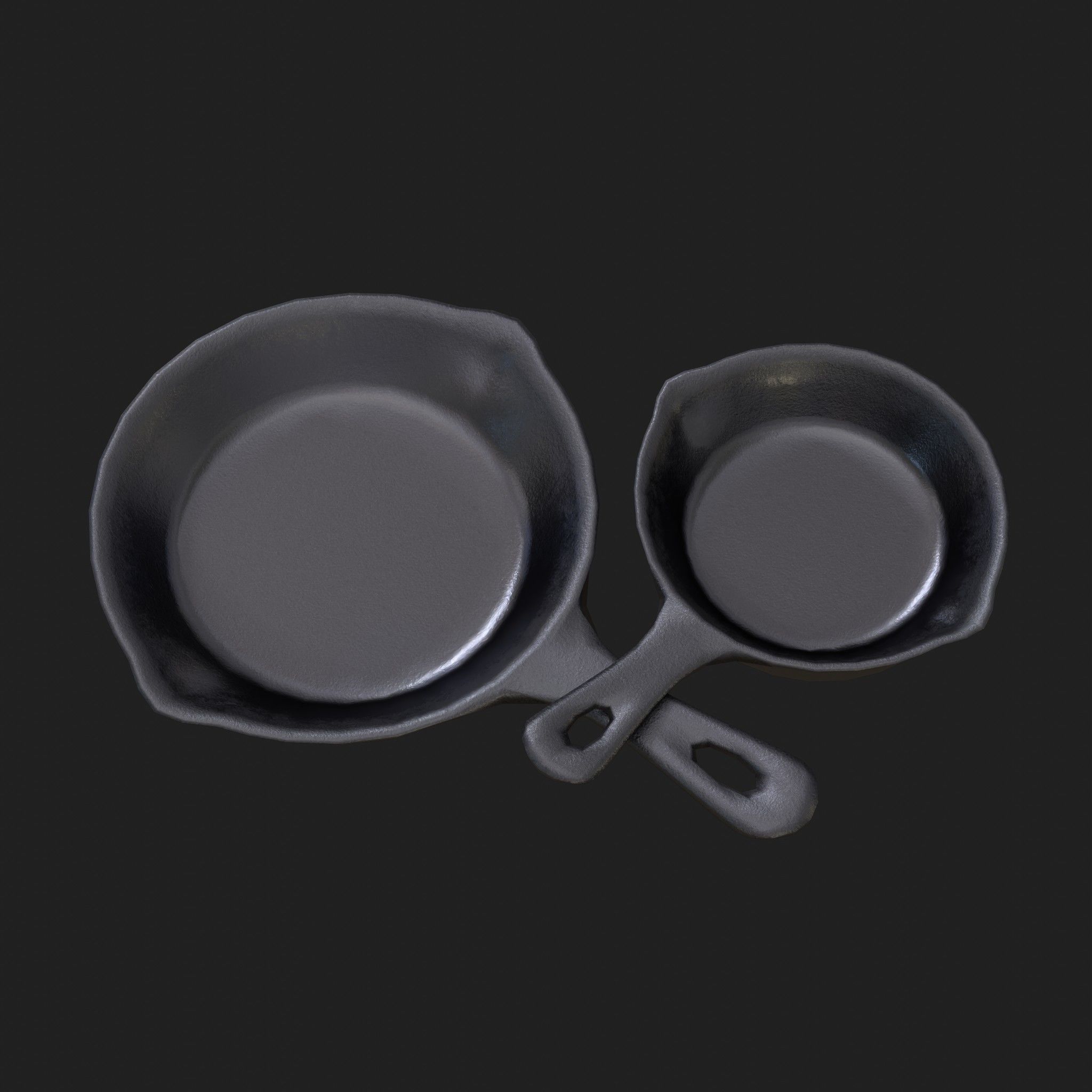 3D model Cast Iron Pans 2 Piece Set VR / AR / low-poly | CGTrader