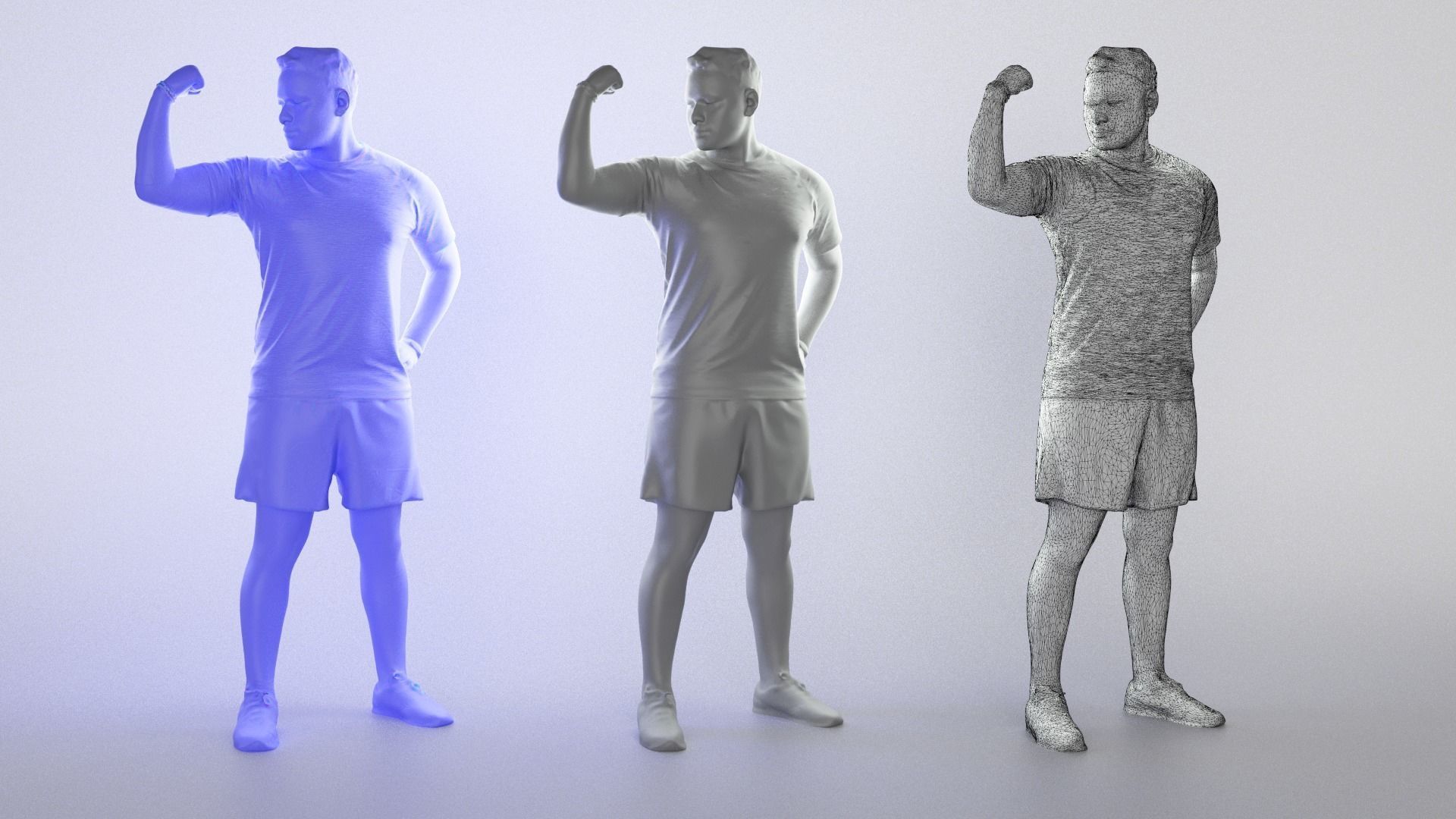 3D model Young man showing his biceps 356 VR / AR / low-poly | CGTrader
