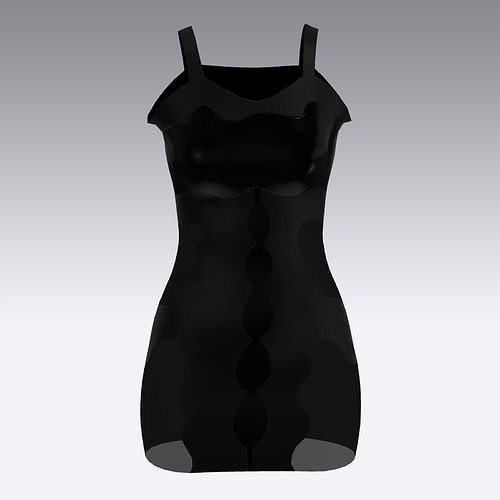 DRESS BLACK SATIN LOOK MODERN SMALL DRESS 3D model | CGTrader